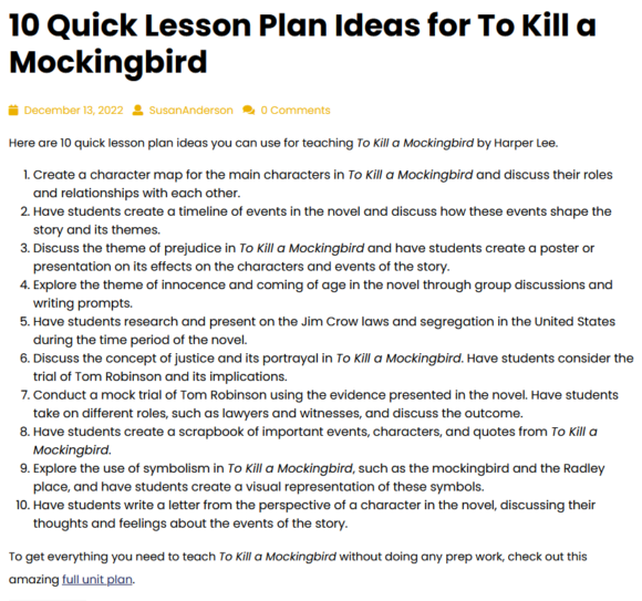 10 Discussion Questions for To Kill a Mockingbird – Teaching To Kill a ...